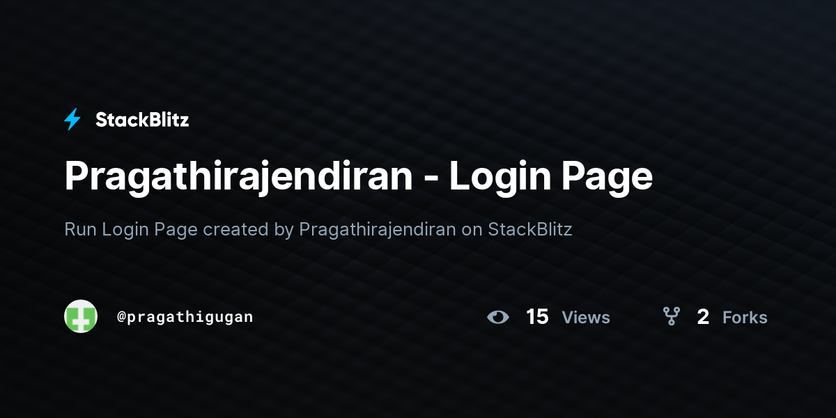Pragathirajendiran - Login Page - StackBlitz