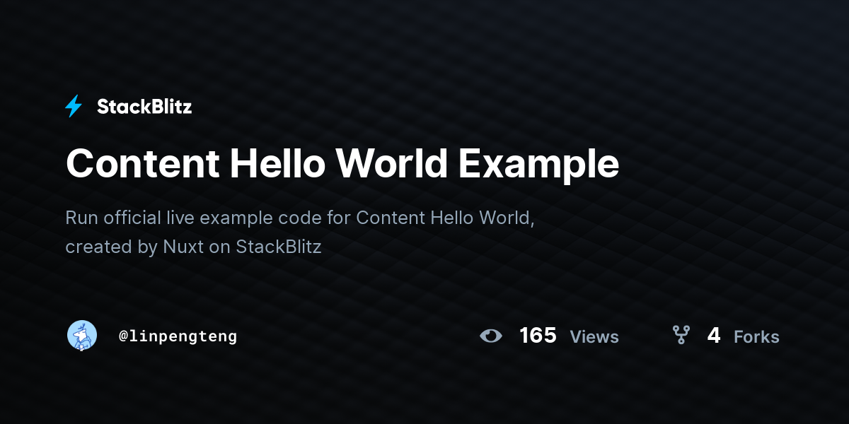 Content Hello World Example - StackBlitz