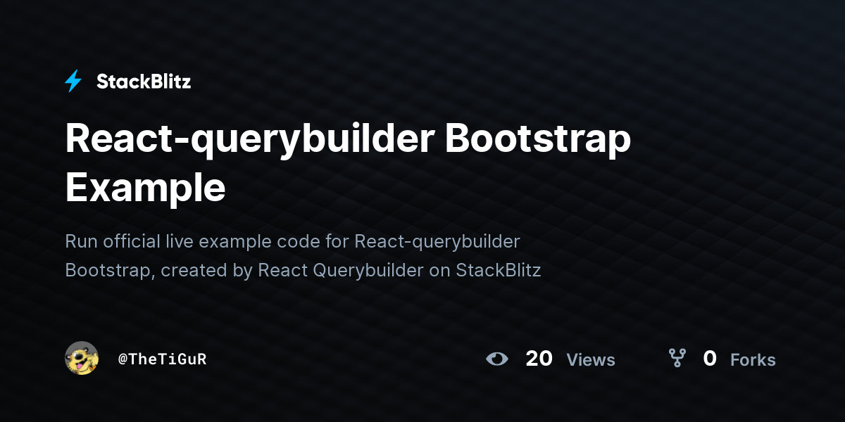 React-querybuilder Bootstrap Example - StackBlitz