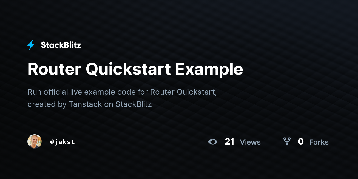 Router Quickstart Example - StackBlitz