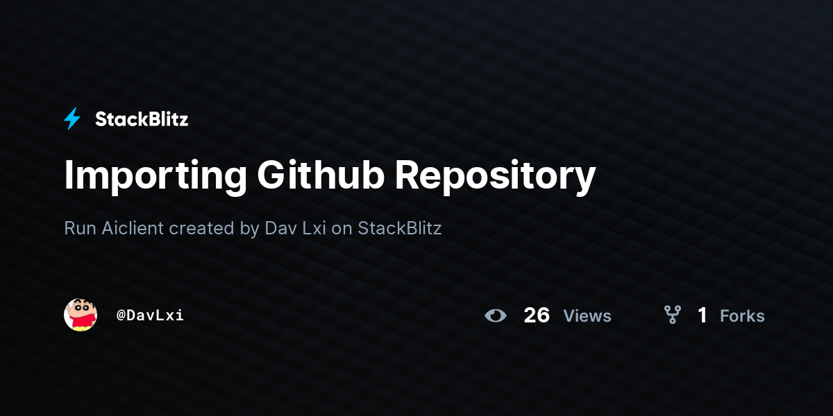 Importing Github Repository - StackBlitz