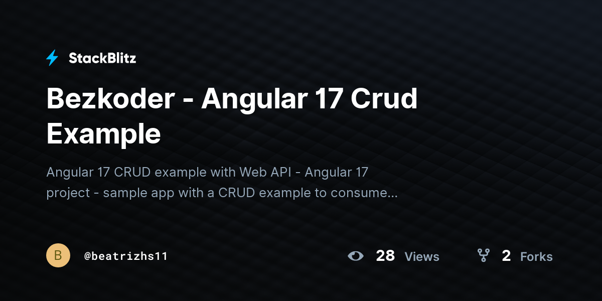 Bezkoder - Angular 17 Crud Example - StackBlitz