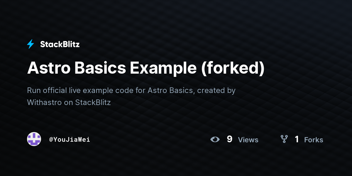 Astro Basics Example (forked) - StackBlitz