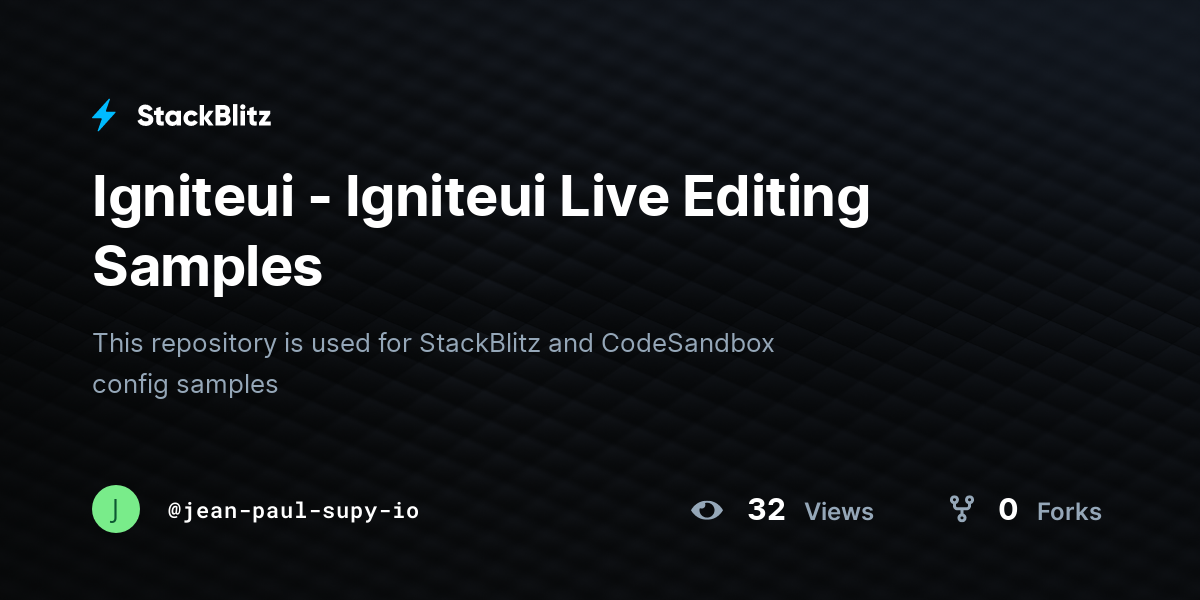 Igniteui - Igniteui Live Editing Samples - StackBlitz