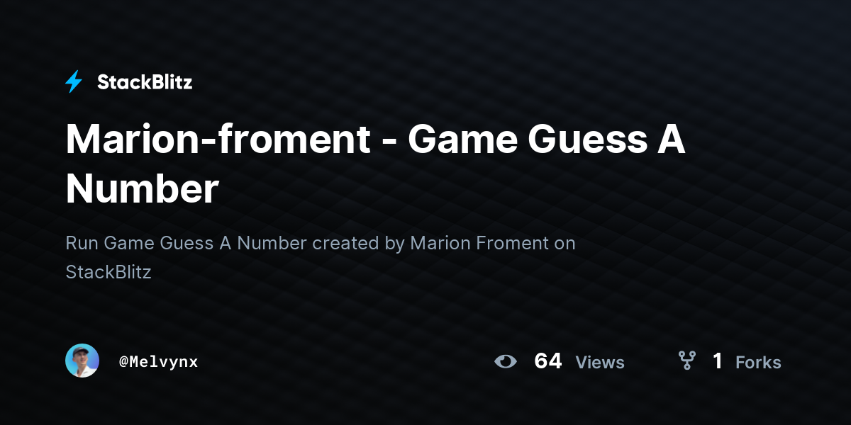 Marion-froment - Game Guess A Number - StackBlitz