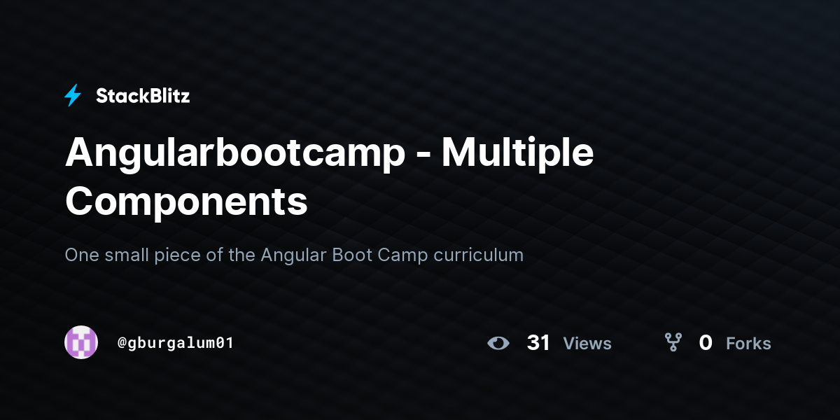 Angularbootcamp - Multiple Components - StackBlitz