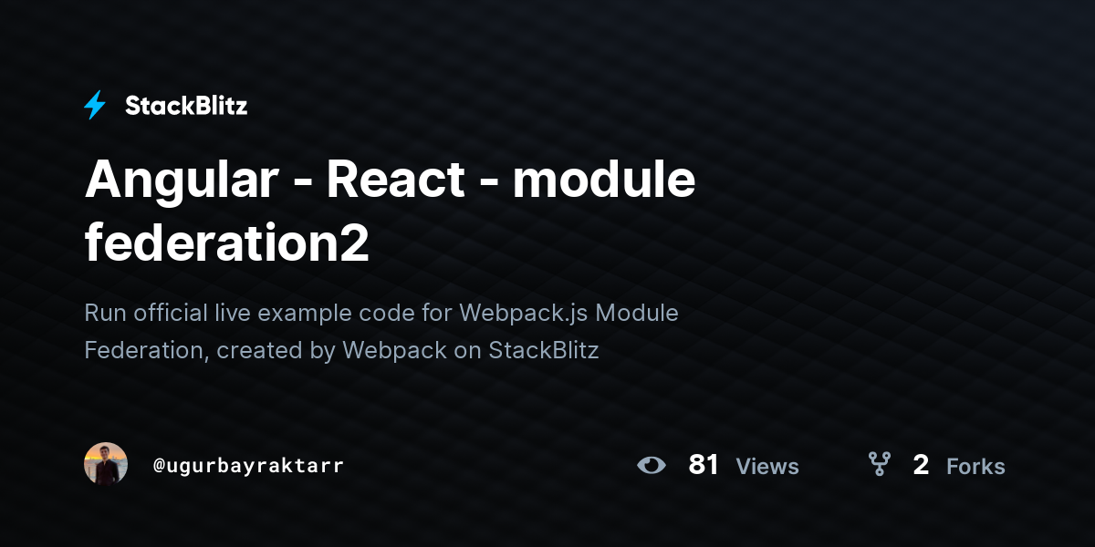 Angular - React - module federation2 - StackBlitz