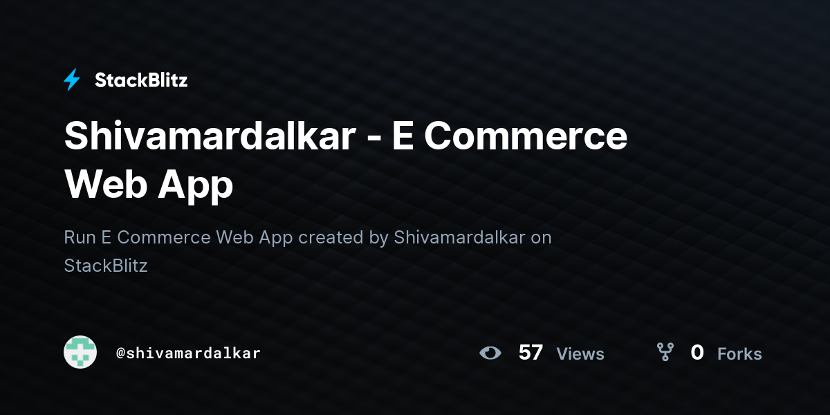 Shivamardalkar - E Commerce Web App - StackBlitz