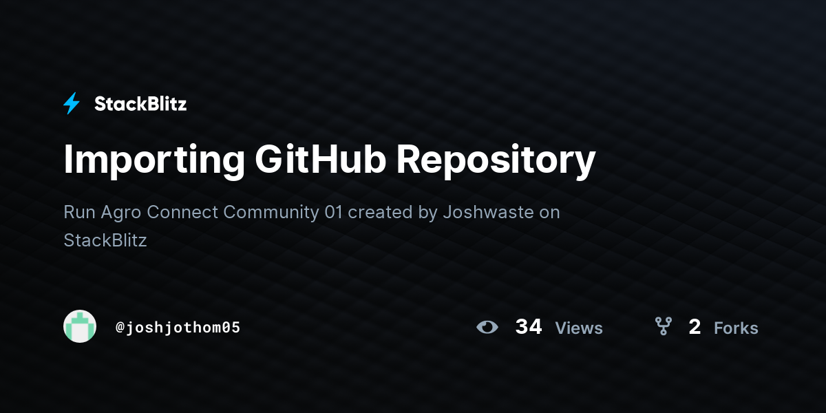 Importing GitHub Repository - StackBlitz