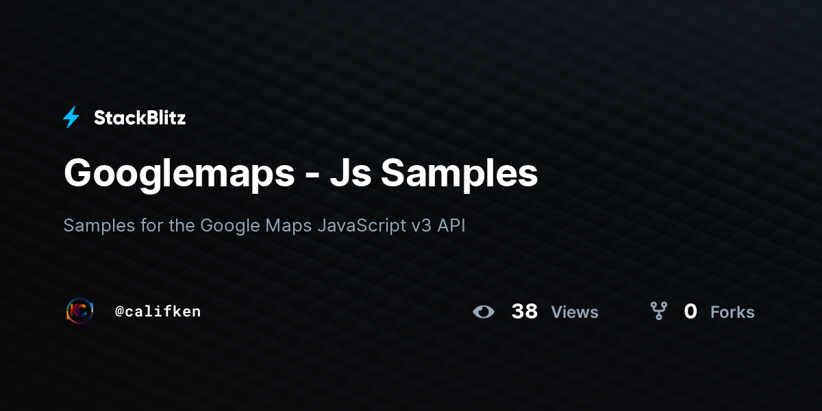 Googlemaps - Js Samples - StackBlitz