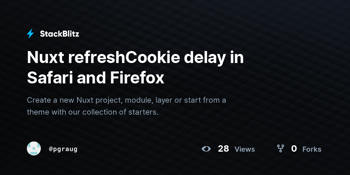 Nuxt refreshCookie delay in Safari and Firefox - StackBlitz Nuxt refreshCookie delay in Safari and Firefox - StackBlitz