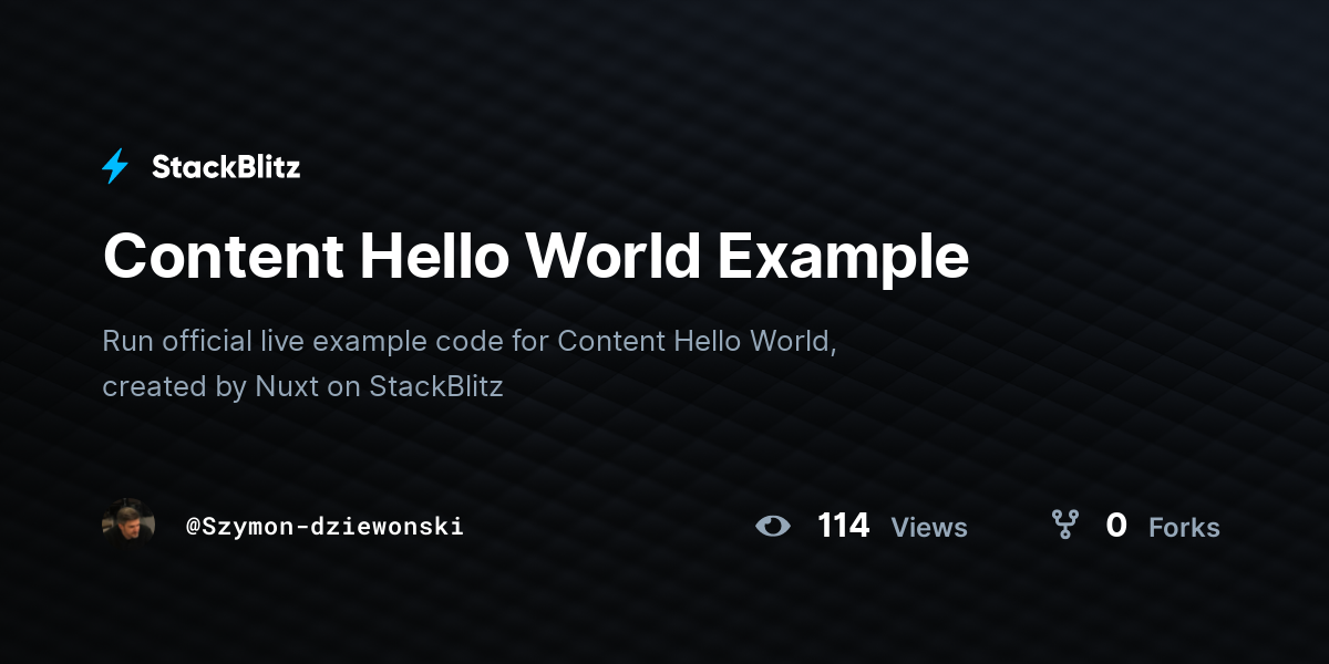 Content Hello World Example - StackBlitz
