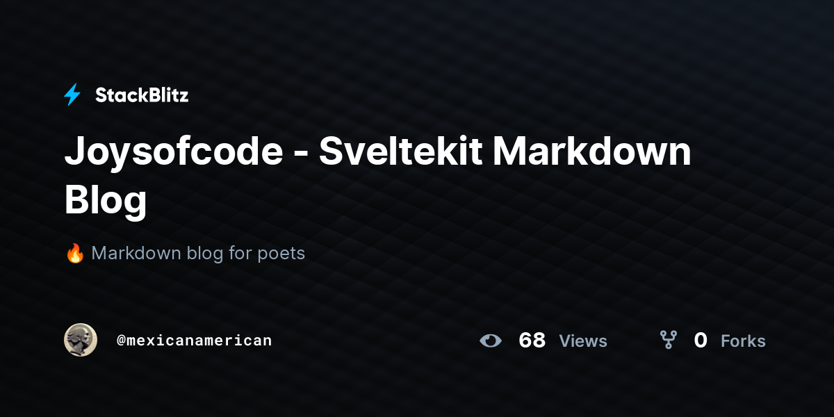 Joysofcode - Sveltekit Markdown Blog - StackBlitz