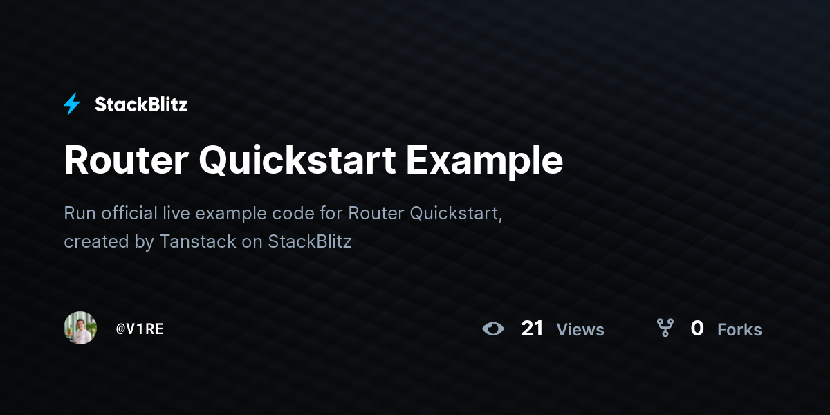 Router Quickstart Example - StackBlitz