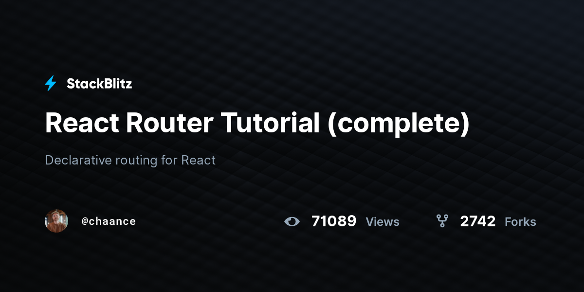React Router Tutorial (complete) - StackBlitz