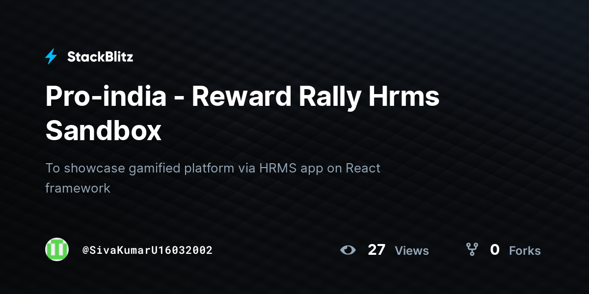 Pro-india - Reward Rally Hrms Sandbox - StackBlitz