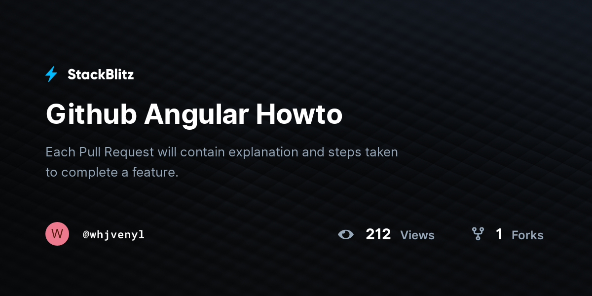 Github Angular Howto - StackBlitz