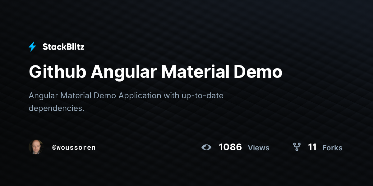 Github Angular Material Demo - StackBlitz