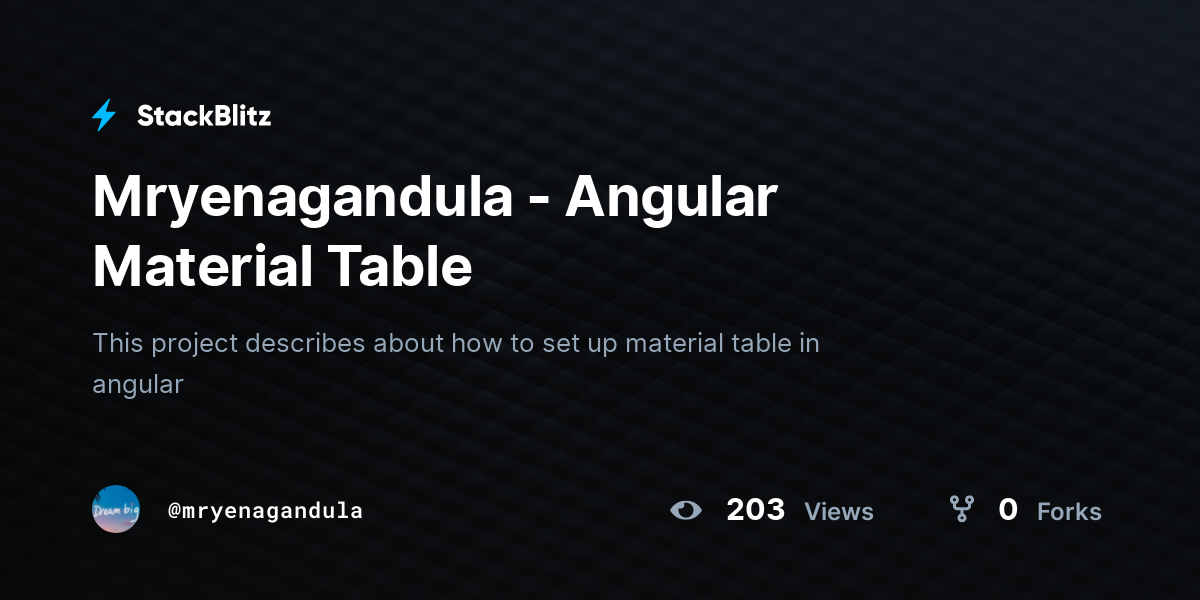 Mryenagandula - Angular Material Table - StackBlitz