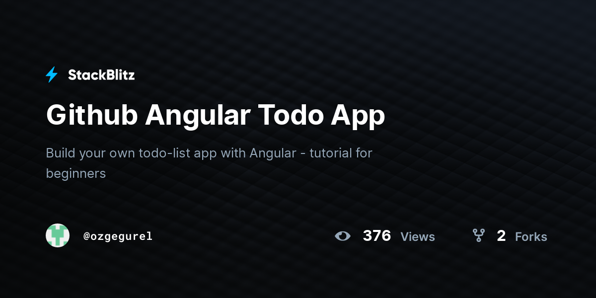 Github Angular Todo App - StackBlitz Github Angular Todo App - StackBlitz