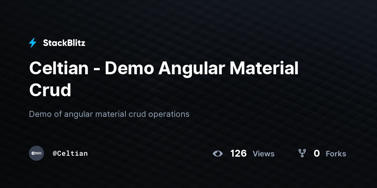 Celtian - Demo Angular Material Crud - StackBlitz