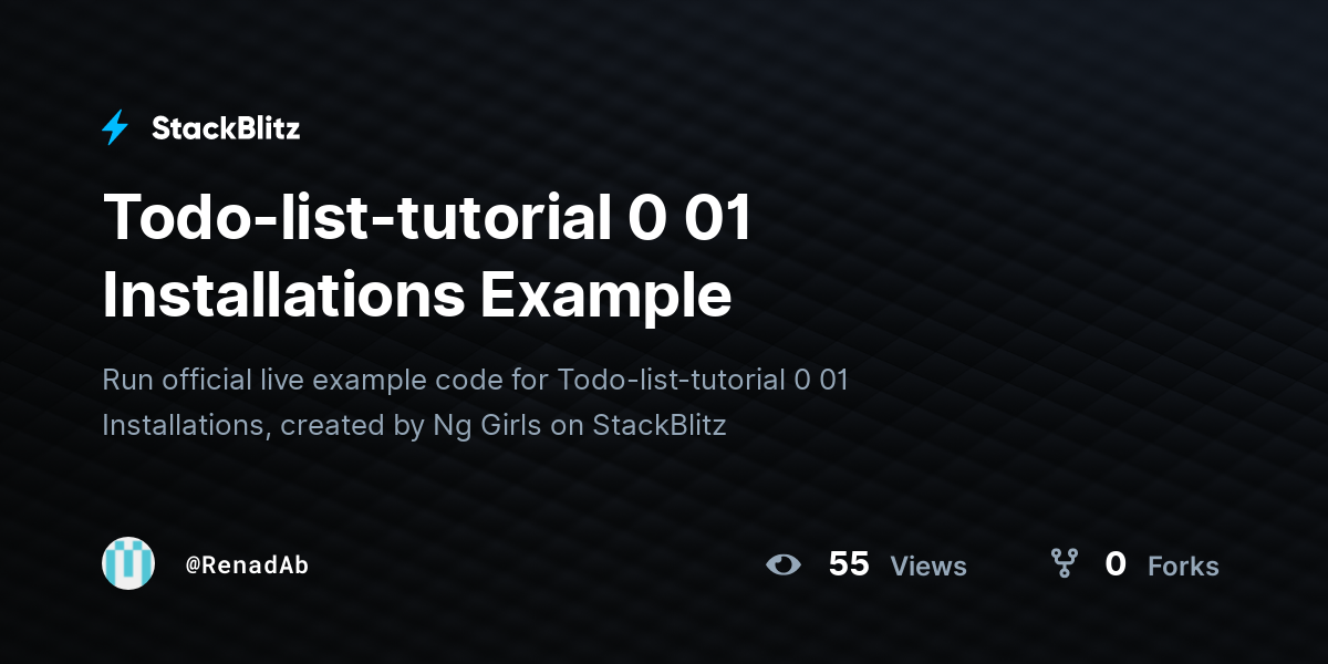 Todo-list-tutorial 0 01 Installations Example - StackBlitz