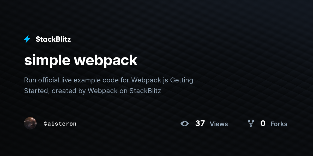 simple webpack - StackBlitz