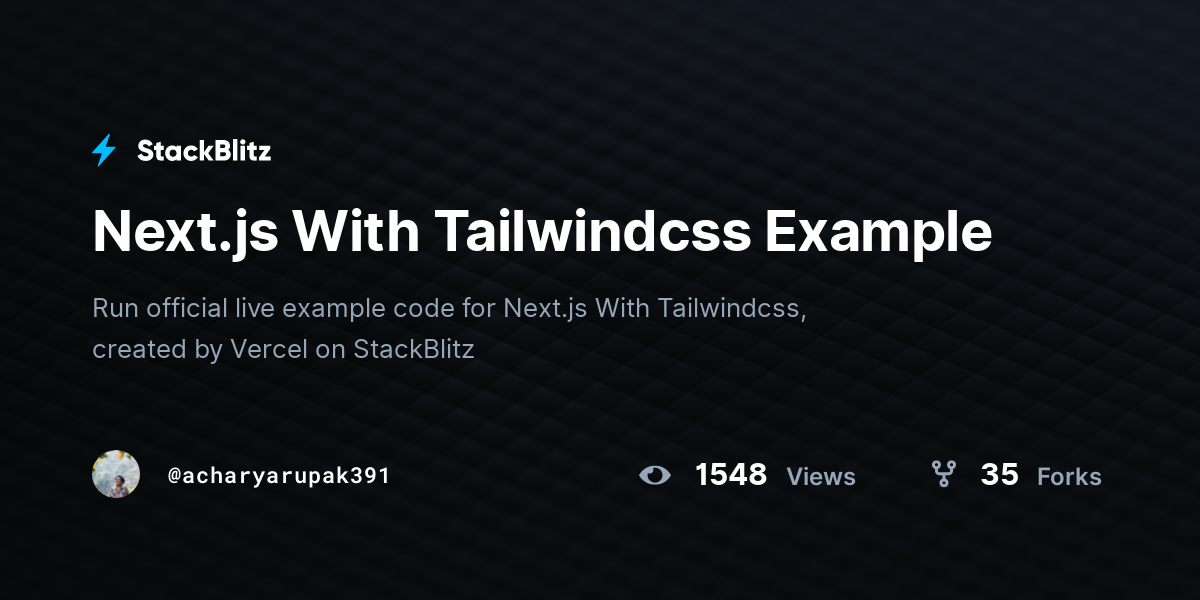 Next.js With Tailwindcss Example - StackBlitz