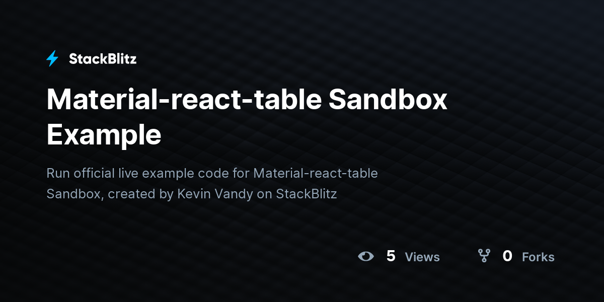 Material-react-table Sandbox Example - StackBlitz