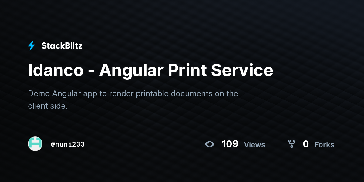 Idanco - Angular Print Service - StackBlitz