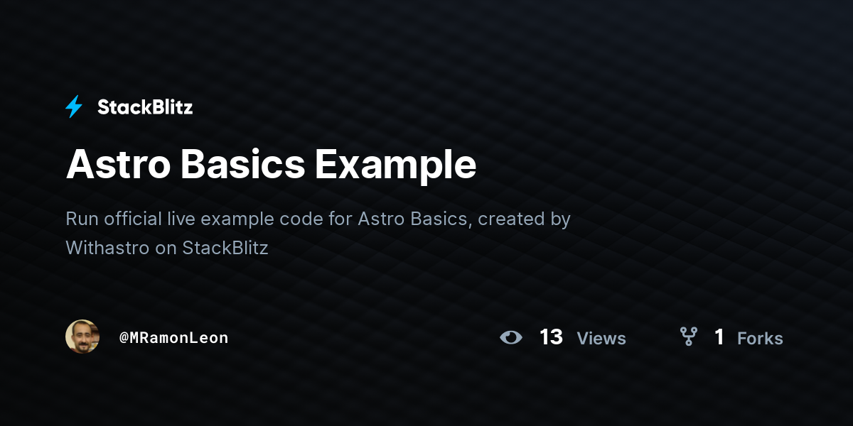Astro Basics Example - StackBlitz