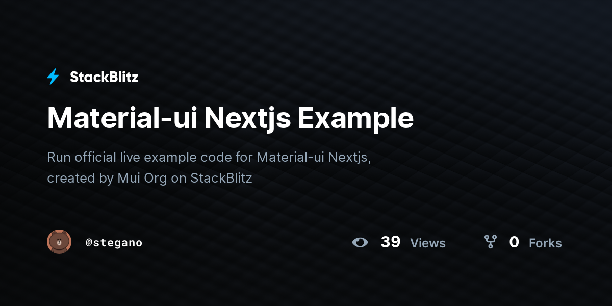 Material-ui Nextjs Example - StackBlitz