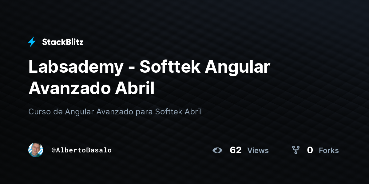 Labsademy - Softtek Angular Avanzado Abril - StackBlitz Labsademy - Softtek Angular Avanzado Abril - StackBlitz