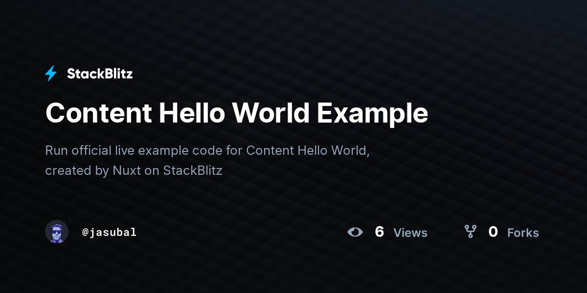 Content Hello World Example - StackBlitz