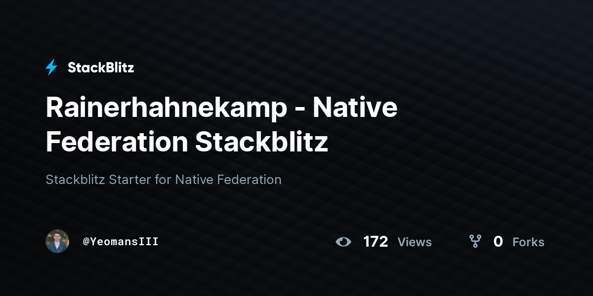 Rainerhahnekamp - Native Federation Stackblitz - StackBlitz