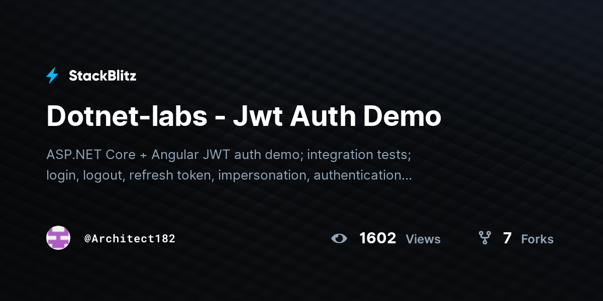 Dotnet-labs - Jwt Auth Demo - StackBlitz