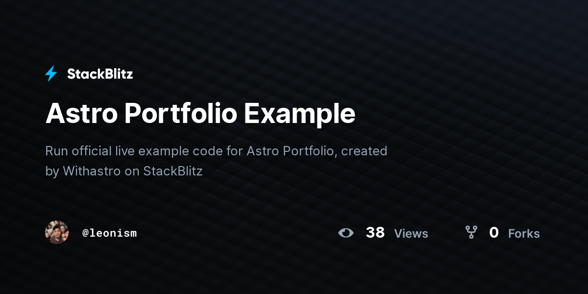 Astro Portfolio Example - StackBlitz