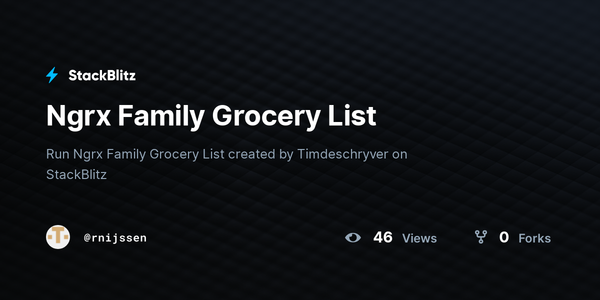 Ngrx Family Grocery List - StackBlitz