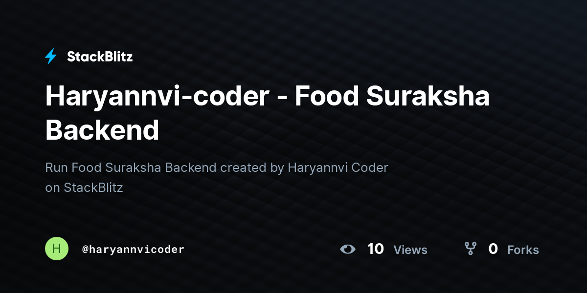 Haryannvi-coder - Food Suraksha Backend - StackBlitz