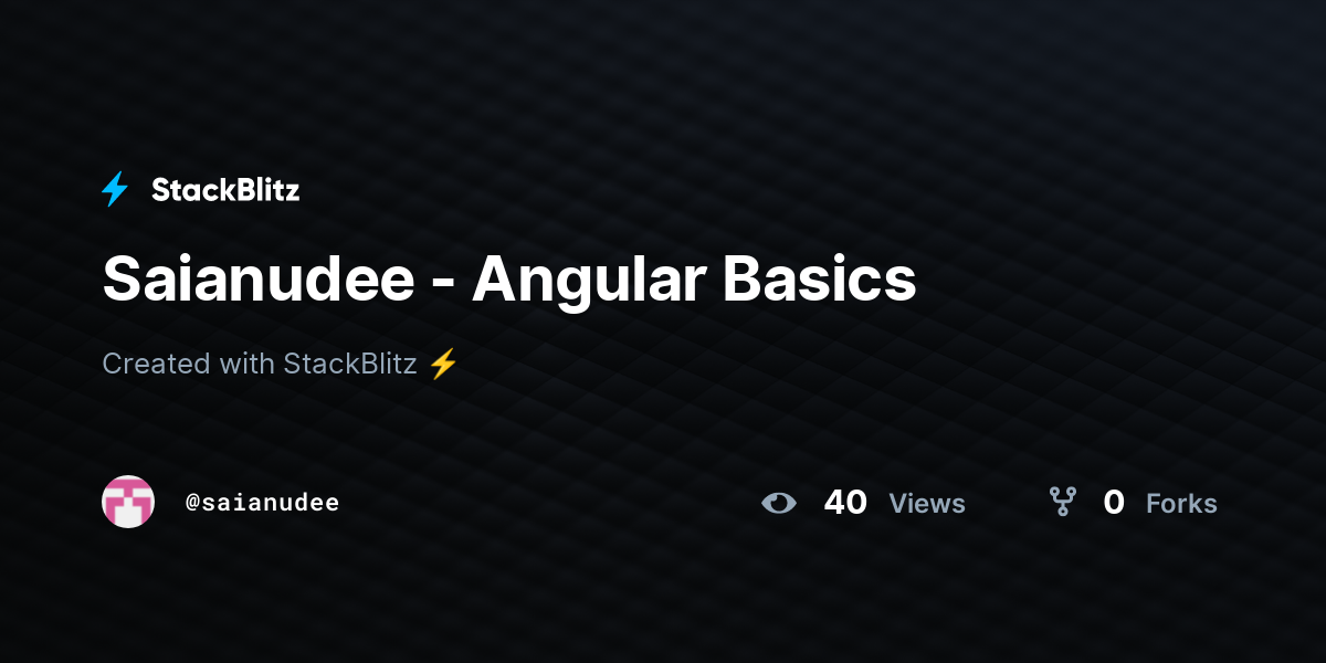 Saianudee - Angular Basics - StackBlitz