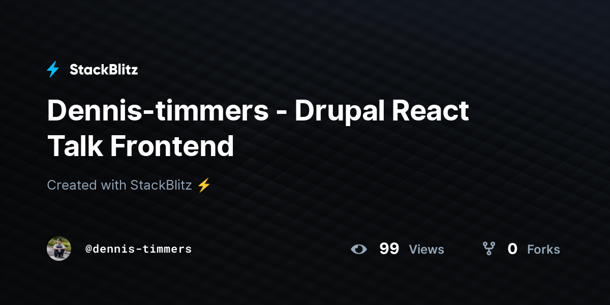 Dennis-timmers - Drupal React Talk Frontend - StackBlitz Dennis-timmers - Drupal React Talk Frontend - StackBlitz