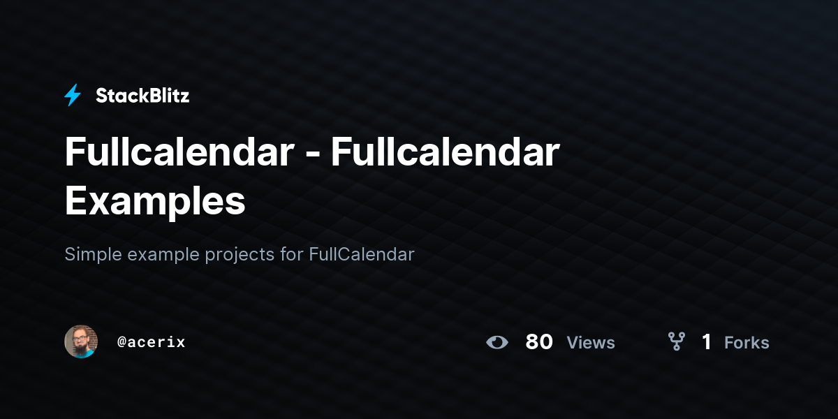 Fullcalendar - Fullcalendar Examples - StackBlitz