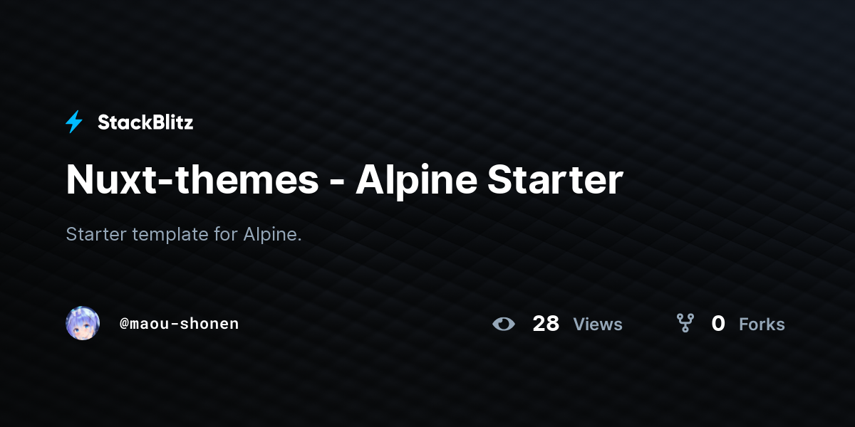 Nuxt-themes - Alpine Starter - StackBlitz