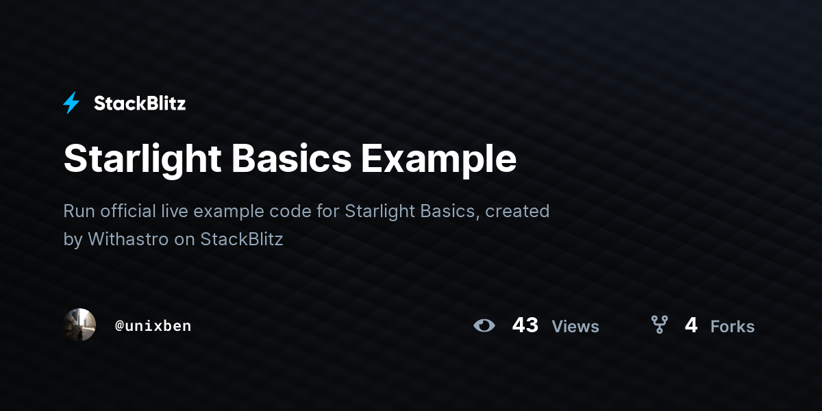 Starlight Basics Example - StackBlitz