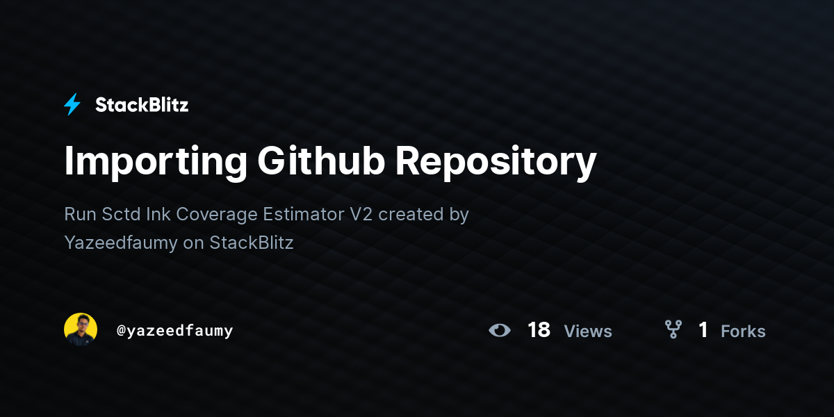 Importing Github Repository - StackBlitz