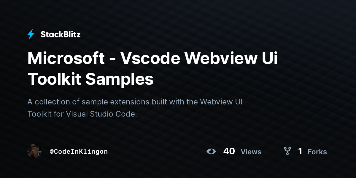 Microsoft - Vscode Webview Ui Toolkit Samples - StackBlitz