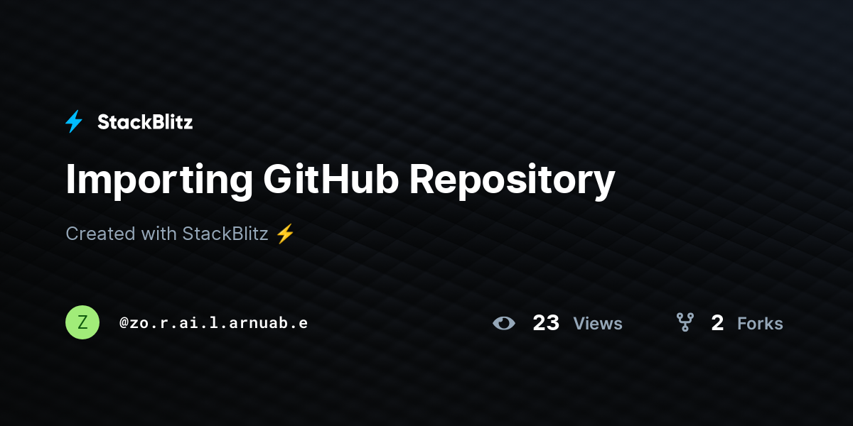 Importing GitHub Repository - StackBlitz