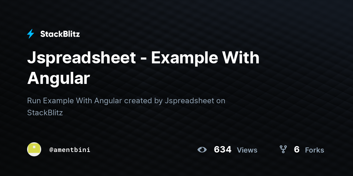Jspreadsheet - Example With Angular - StackBlitz