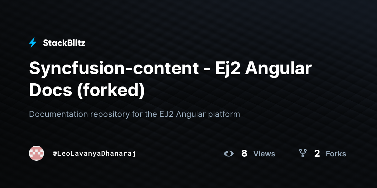Syncfusion-content - Ej2 Angular Docs (forked) - StackBlitz Syncfusion-content - Ej2 Angular Docs (forked) - StackBlitz