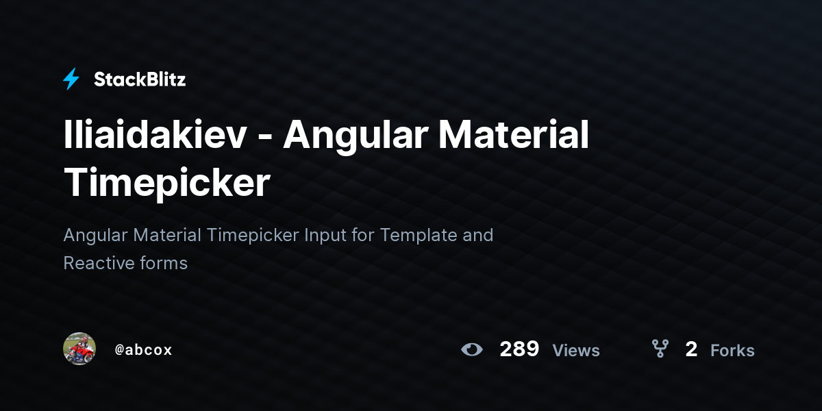 Iliaidakiev - Angular Material Timepicker - StackBlitz
